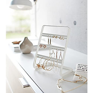 YAMAZAKI Home Earring Display Stand-Holder Steel | Jewelry Organizer, One Size, White