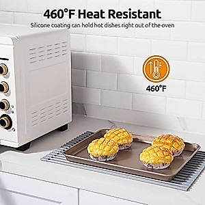 U-Taste Roll Up Dish Drying Rack 16.5 by 13.7 Inches, Over The Sink Foldable Multipurpose Silicone Dish Drainer Warm Gray, Small