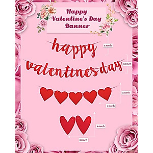 Youthor Happy Valentines Day Banner- Red Glitter, Valentine Day Decorations, Heart Decorations, Mantel Decor Valentines, Valentine Decor, Valentines Day Banner, Conversation Hearts Decorations