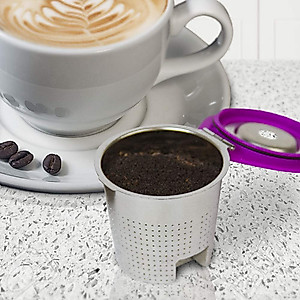 Cafe Flow Stainless Steel Reusable Metal Coffee Pod Refillable Filter Cup - Compatible with Keurig 1.0, 2.0 K-Slim(1-Stream) K-Mini K-Duo & Select Single K Cup Coffee Makers(See Compatibility Chart)