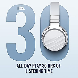 MOVSSOU E7 Max Active Noise Cancelling Bluetooth Headphones, Over-Ear Wireless Headphones with Built-in Mic, 30H Playtime, Premium Sound, Comfortable Earpads for Travel, Home Office-White