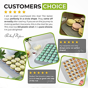 Professional Silicone Macaron Baking Mat - Thick Non-Stick Surface - Oven Microwave Dishwasher Freezer Safe - Reusable Sheet for Macarons, Meringues, Pastries - 42 Round Cookies by Cook’n’Chic