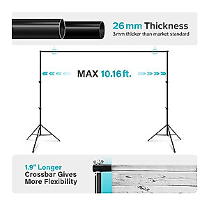 Julius Studio 10.1 ft. Extra Wide & 7.6 ft. Tall (122 x 91 inch) Backdrop Stand, Background Support Equipment, Great fit for 10 ft. Screens, Complete Accessory Kit for Photo Video Studio, JSAG283