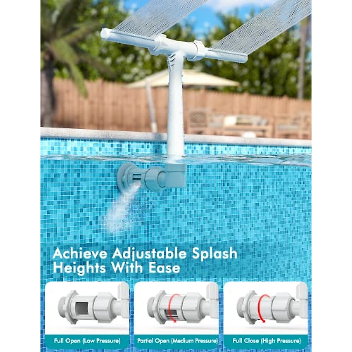 Pool Fountain - Dual Spray Water Fountains for Above Ground/Inground Pools, 2-in-1 Adjustable Waterfall Pool Sprinkler Fountain for Cooling (for in-tex & for Best-Way & Hay-Ward & Cole-Man)