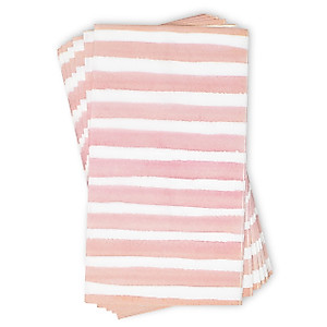 Gift Boutique 100 Pink & White Stripe Guest Napkins 3 Ply Disposable Paper Pack Striped Dinner Hand Napkin for Bathroom Powder Room Holiday Wedding Bridal & Baby Shower Decorative Towels