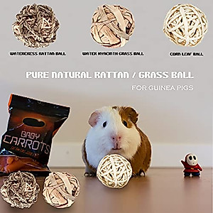 Small Animals Activity Toys, Hamster Play Balls Rolling Chew Toys Pet Nest&Hammock, Gnawing Treats for Guinea Pigs/ Chinchilla/Hamster, Little Pet Natural Grass Balls and Toys