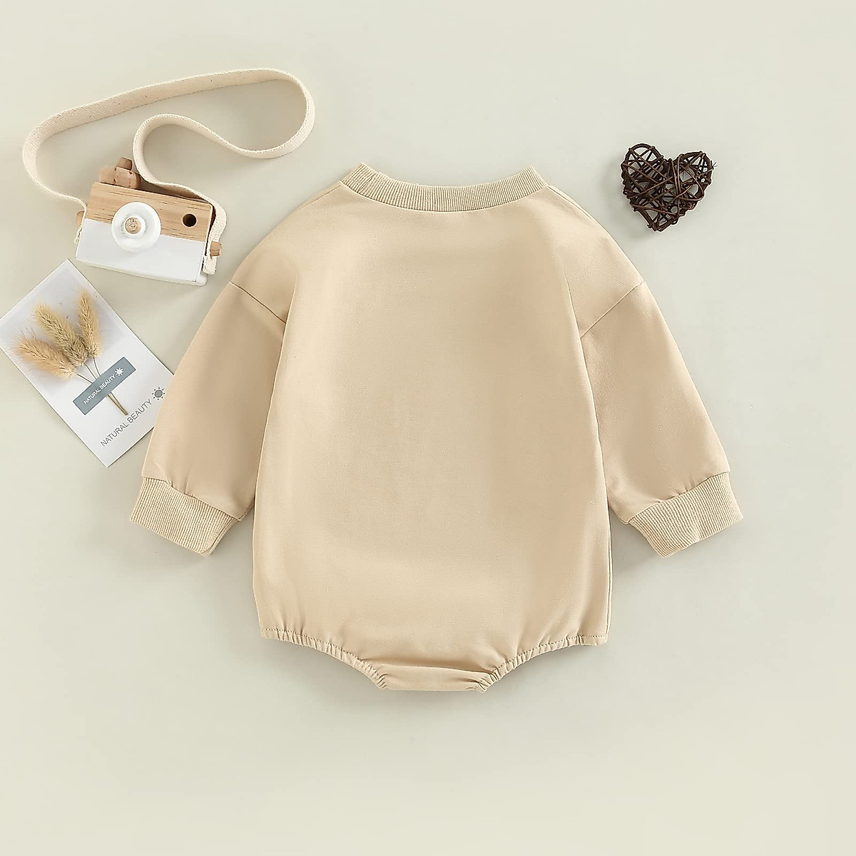 Douhoow Baby Infant Girl Boy Sweatshirt Romper Football Funny Letter Long Sleeve Crewneck Bodysuit Fall Clothes (Khaki Game Day #2 , 3-6 Months )