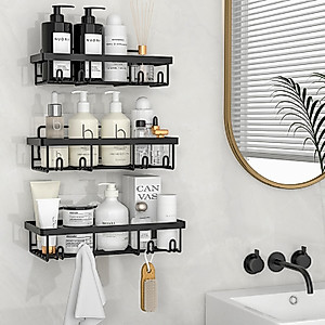 Liuoud Shower Caddy 10 Pack, Shower Organizer Shelves for Inside Shower, Bathroom self Adhesive Shower Rack, Durable Stainless Steel Shower Basket Wall Storage,Rustproof