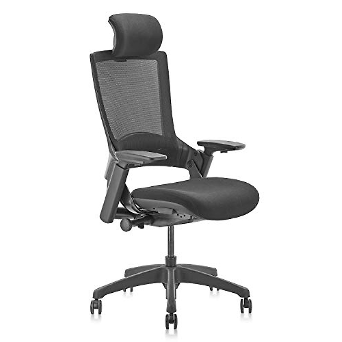 CLATINA Ergonomic High Swivel Executive Chair with Adjustable Height Head 3D Arm Rest Lumbar Support and Upholstered Back for Home Office Black Mesh/High Back