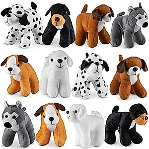 Bedwina Plush Puppy Dogs - Pack of 12 Assorted Stuffed Animals, 6 Inches Tall, Cute Stocking Stuffers