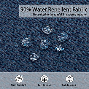 Magpie Fabrics Outdoor/Indoor 17"x16"x2" Chair Cushions with Ties Set of 2, Waterproof All Weather U-Shape Seat Pads Decoration for Patio Garden Furniture Home Office (Navy)