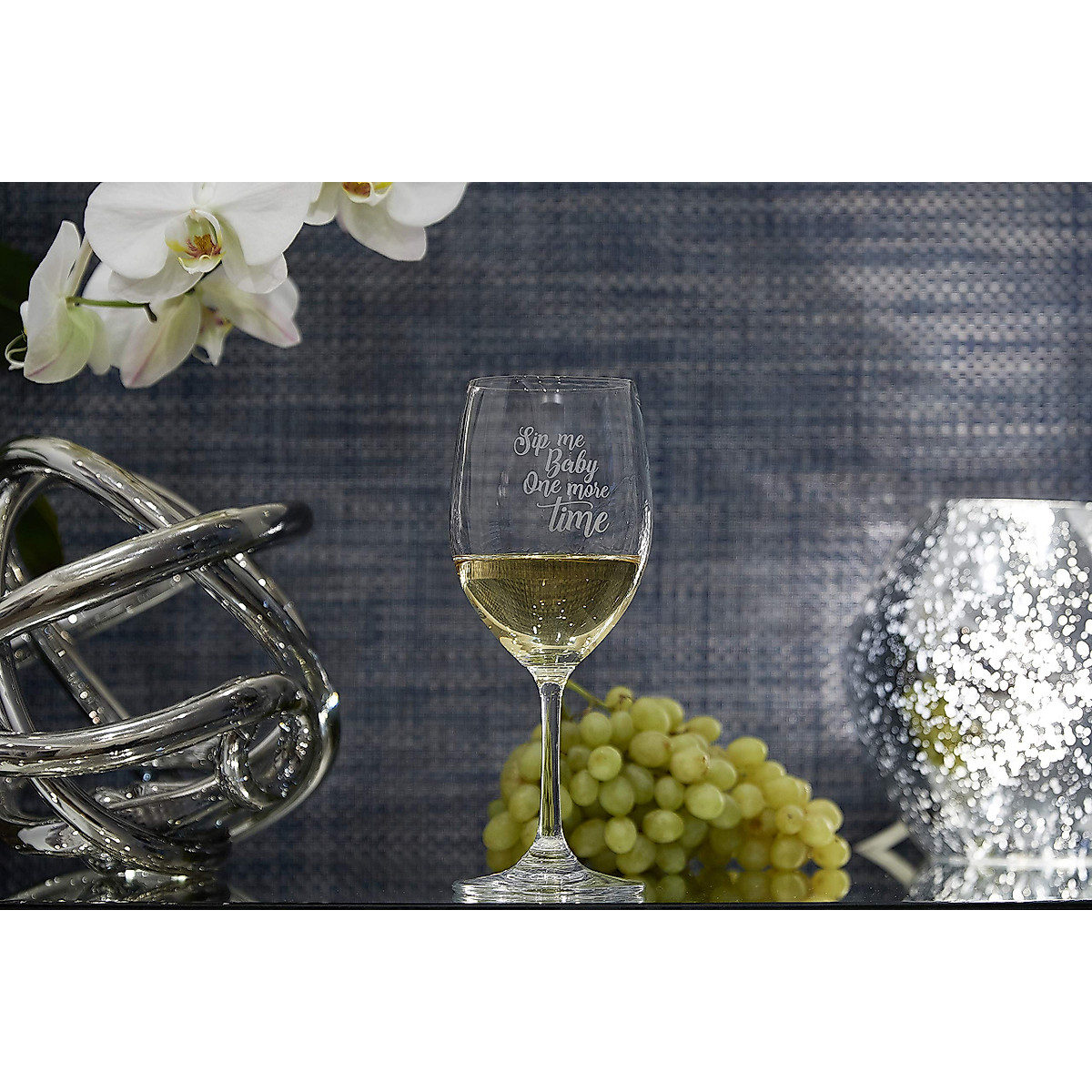 Lushy Wino – Sip Me Baby One More Time. Cute, Novelty, Etched Stemmed 16-Ounce Wine Glass with Funny Sayings in Gift Box