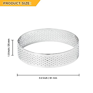 Katisun 5 Pack 3.15 Inch Round Tart Rings Stainless Steel Tart Pastry Rings with Hole cake mold ring for Baking Perforated Circle Tartlet 3 inch