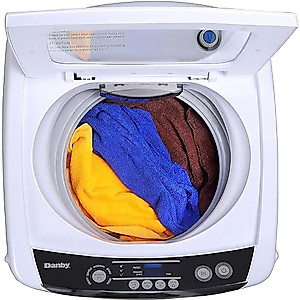 Danby DWM030WDB-6 Cu Ft Compact Top Load Washer, Apartment Size Machine with 6.6 lbs Capacity, Stainless Steel Drum and 5 Washing Cycles, 0.9 cu.ft, White