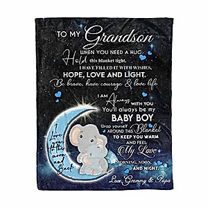 Personalized Name Message Lover Letter to My Grandson Filled it with Wishes, Hope, Love and Light from Grandpa Grandma Soft Blanket 40 x 50 Inches