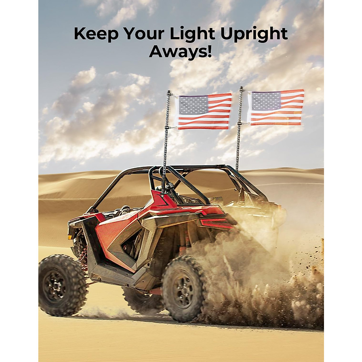 KEMIMOTO UTV Whip Mount Flag Whip Light Mount 2PCS, Heavy Duty Adjustable for 1.75-2 inch Roll Bar Cage, Compatible with RZR 900 1000 XP Pro Turbo Maverick Commander