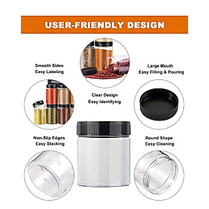 Plastic Jars With Lids Slime Containers 8oz-30 Pack-Leakproof Round Plastic Containers for Kitchen Pantry-Ideal For Home Storage-With 30 Chalkboard Stickers