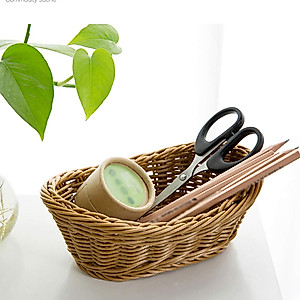 Wicker Bread Basket, Tabletop Woven storage basket, Food Fruit Vegetables Serving, Restaurant Serving Basket (11x7.5x3.9 lnch) (1pcs)