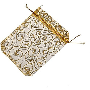 Yansanido Wedding Favors Small Gift Bags, 200pcs 3.9x4.7 Inch (10x12cm) Gold Organza Bags for Party Favor Bags Small Business Candy Bags Mesh Bag (200 Pcs Gold, 3.9 inch x 4.7 inch)