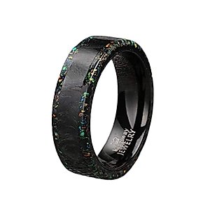 Forged Carbon Fiber Opal Ring - Carbon Fiber Ring - Opal Rings for Women - Opal Rings for Men - Opals - Blue Opal Ring - Opal Wedding Ring - Opal Wedding Band (9)