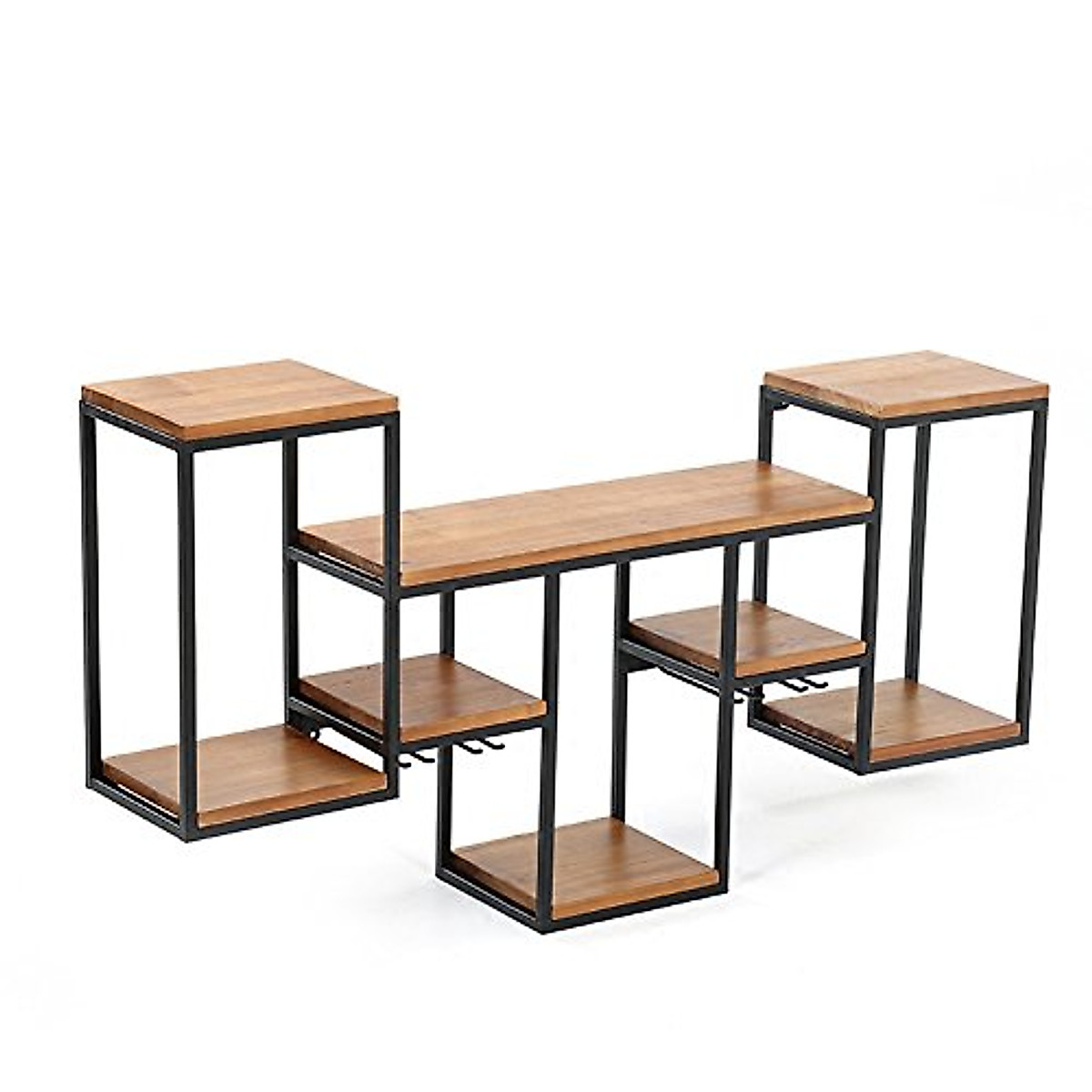 Wine Rack Stylish Simplicity Wrought Iron Wall Mounted Europeanstyle Retro Solid Wood Multifunctional Storage Rack Wine Cabinets for Living Room Bar, PIBM