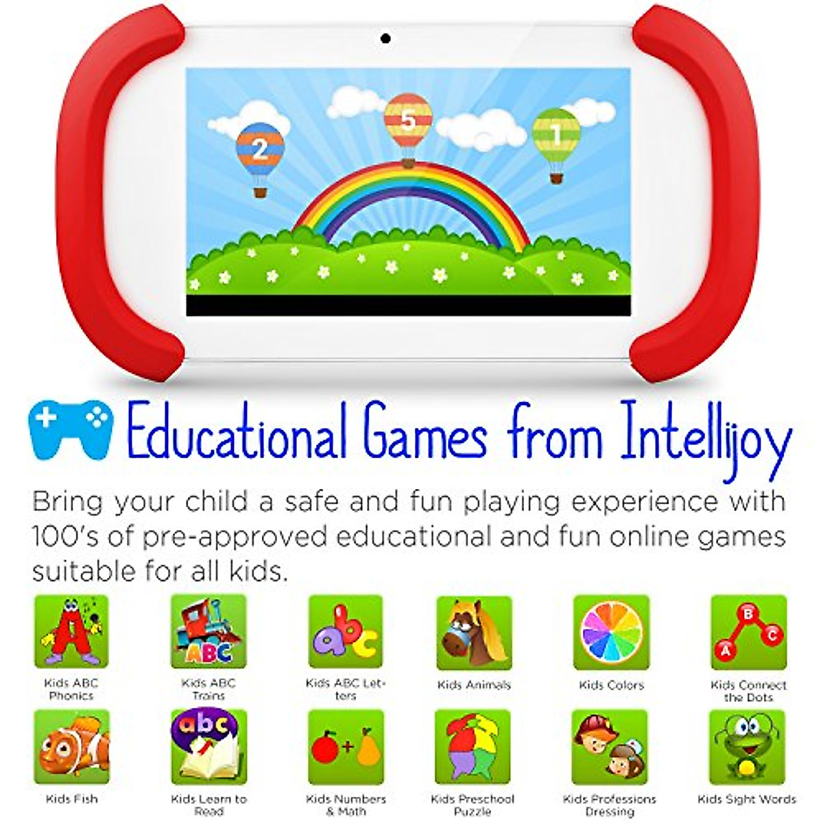 Ematic FunTab 7" HD Quad-Core Kid Safe Tablet with Android 4.2 & Kid Mode, Parental Controls, & Over 50 Apps, Red
