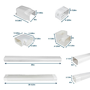 Pearwow 4" W 16.5Ft L Mini Split Line Set Cover Kit, Decorative Tubing Cover for Ductless Mini Split AC,Heat Pumps Systems,Air Conditioner Accesories