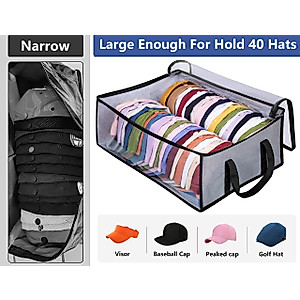 AOODA Hat Storage for Baseball Caps Organizer, Large Holds up to 40 Hats Wide Hat Organizer for Closet Cap Holder, Grey