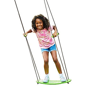 Swurfer Kick Stand Up Surfing Tree Swing Outdoor Swings for Kids Up to 150 Lbs - Hang from Up to 10 Feet High - Includes 24" SwingBoard, UV Resistant Rope, & Handles, Green