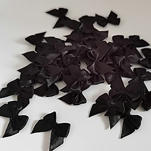 Micomon 50pcs 1-Inch Mini Ribbon Bows for Crafts Small Black Bows Christmas Decoration Embalishement Scrapbooking(Black)