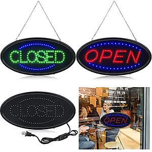 Liliful 2 Pcs Neon Open and Closed Signs for Business Set, 19 x 10" Oval Led Open Signs for Business Window Door with Two Modes Ultra Bright Electronic Advertisement Display Bar Shop Hotel Barbershop