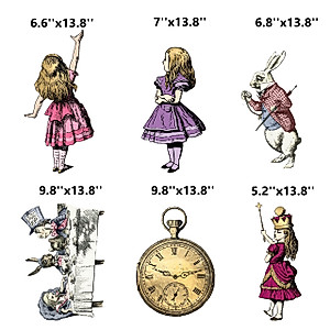Alice in Wonderland Decor Tea Party Decoration Cardboard Cutouts 10 PCS Double Sided Laminated