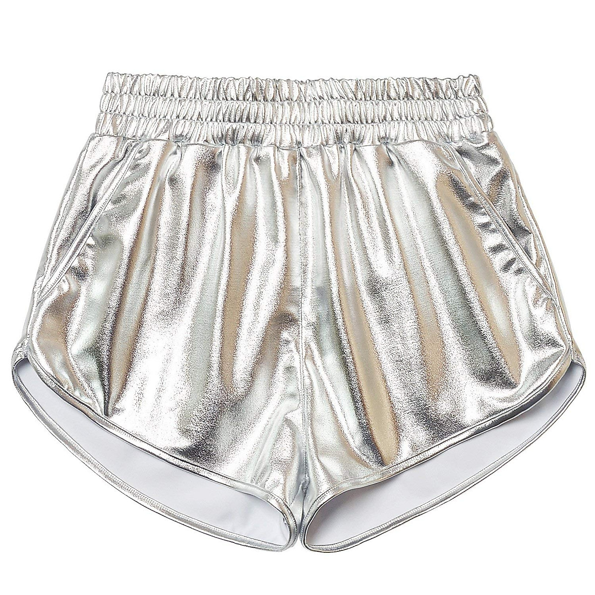 Perfashion Silver Shiny Metallic Shorts for Women