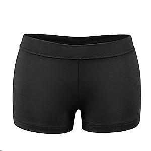 SUPRNOWA Boy Cut Shorts Low Rise Booty Shorts Spandex Active Dance Yoga Workout Fitness for Women (Black, Small)