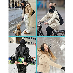 Surblue Unisex Warm Knit Cashmere Winter Pure Color Earmuffs with Fur Earwarmer, Adjustable Wrap,Black,Large