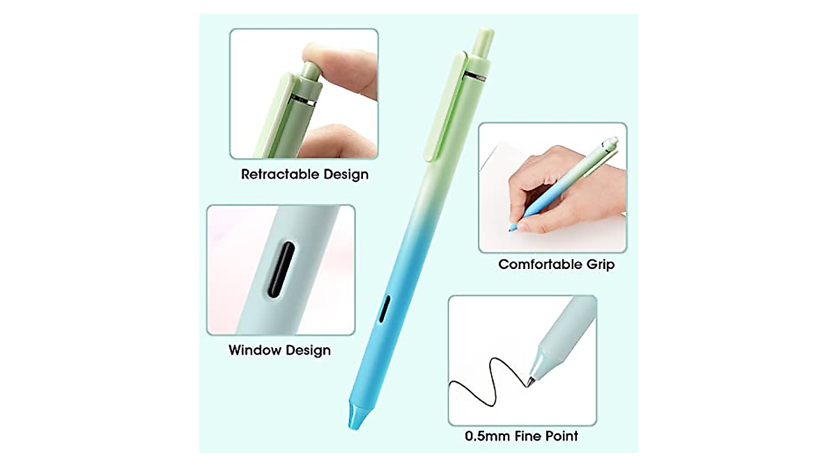 WRITECH 8ct Retractable Black Gel Pens 0.5mm | Smooth