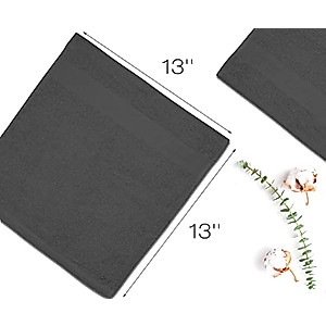 Softolle Premium Wash Cloths - 100% Combed Ring Spun Cotton WashCloth - Pack of 12 Luxury Washcloths – Ultra Soft Face Towels - Highly Absorbent Wash Cloth for Face- 13" x 13" Inches (Grey)