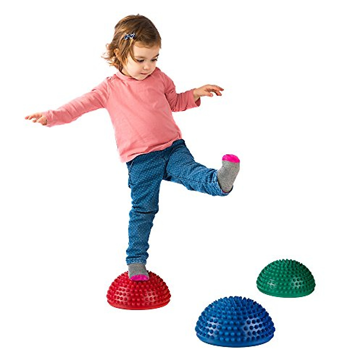 Hey! Play! Balance Pods- Hedgehog Style Balancing and Stability Half Dome Stepping Stones for Exercise- Set of 6 for Kids and Adults