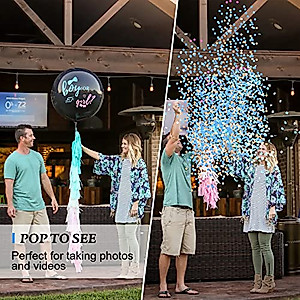 Thickened Gender Reveal Balloon 100% biodegradable – 2pcs Gender Reveal Confetti Balloons with Pink and Blue Confetti – 36 Inch Black Gender Reveal Balloons perfect for taking photos and videos