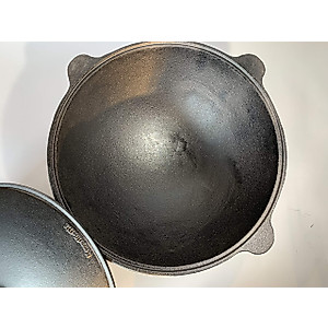 MangalGrills Kazan Cast Iron Cauldron Qazan Qozon Caldero Kadai Plov Pilaf Shorpa Uzbek Wok (15L-4Gal)