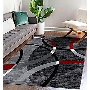 Persian-Rugs Luxe Weavers Victoria Collection 3895 Gray 5 ft x 7 ft Modern Abstract Geometric Stain Resistant Area Rug