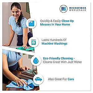 16" x 16" Economy All Purpose Microfiber Towels - 50 Pack - Reusable Wash Cloths, Dust, Kitchen, Car, Shop Rags for Cleaning (Blue)