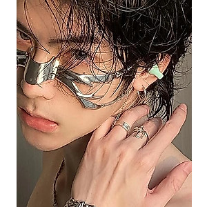 YYDSVOVO Punk Mechanical Mask for Women Men Halloween Party Prom Metal Mask Cyberpunk Mask Cosplay Jewerly Hallowmas Gifts (style 1+style 2)