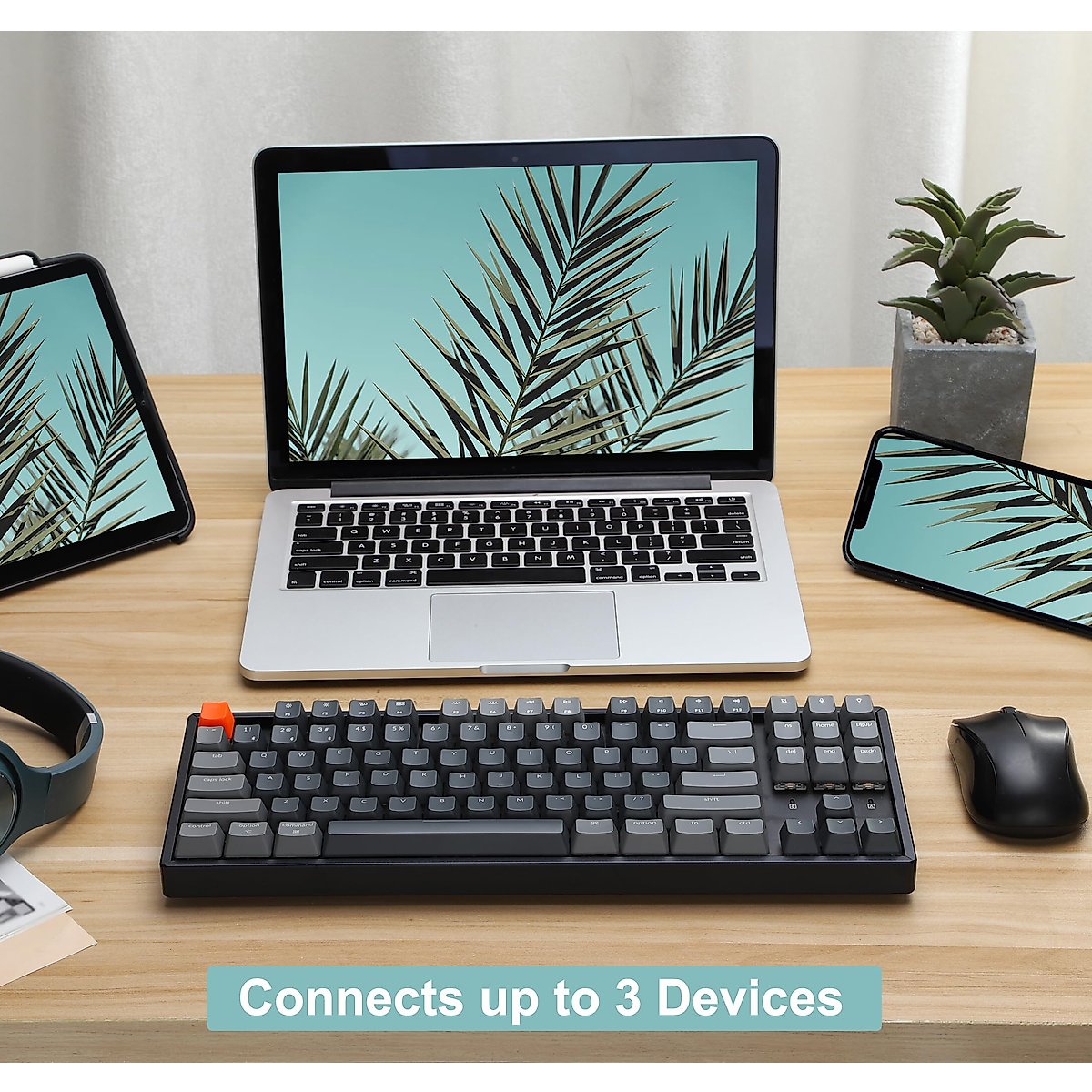 Keychron K8 Wireless Bluetooth/USB Wired Mechanical Keyboard, Hot-swappable Tenkeyless 87 Keys RGB LED Backlit Gateron Brown Switch N-Key Rollover, Aluminum Frame for Mac and Windows