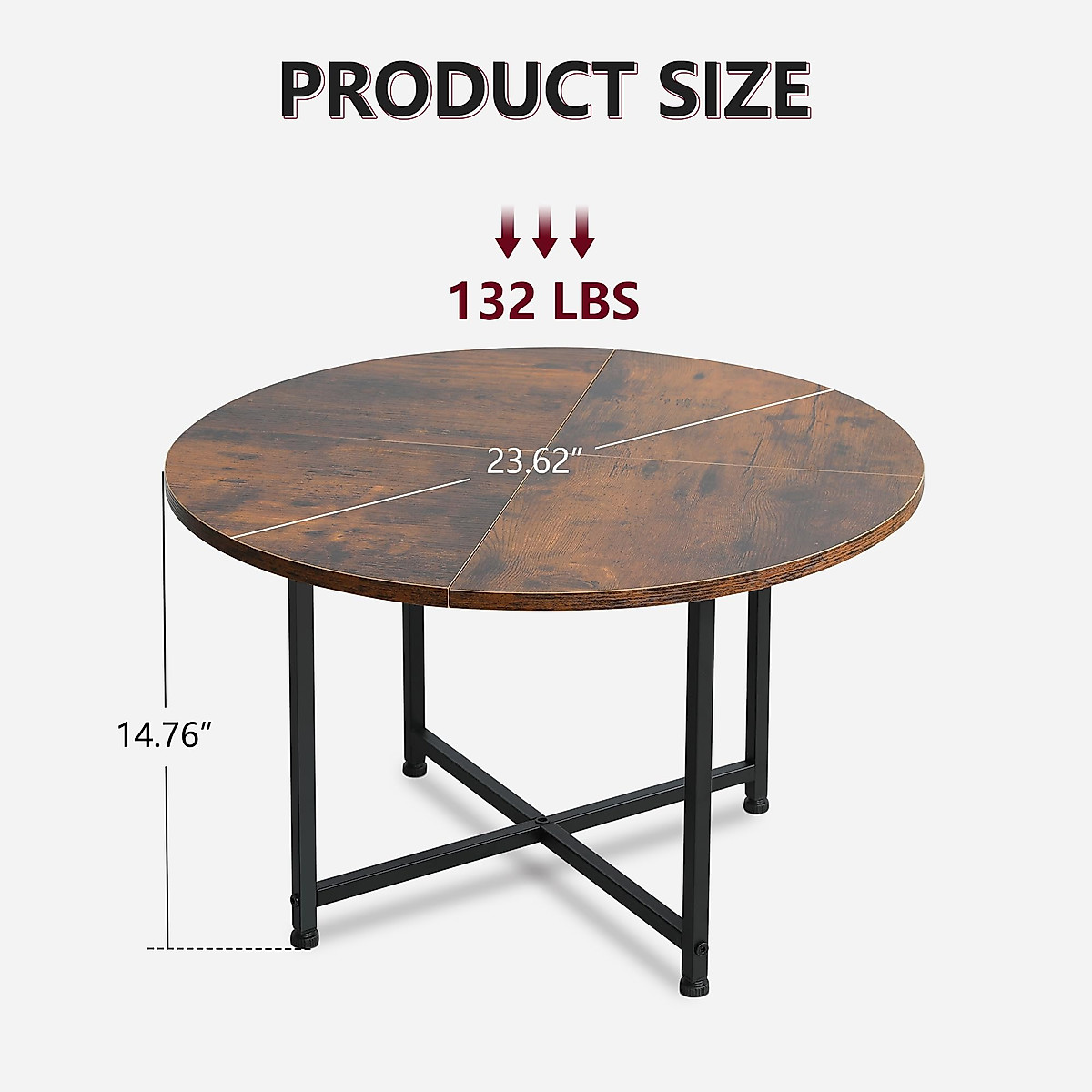 SENIG Round Coffee Table, 2-Tier Coffee Table with Storage Shelf for Living Room, Center Table for Small Spaces, Rustic Brown