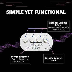 Maker hart JUST Mixer S Portable 3 Channels Stereo IN Mini Audio Mixer/2 Stereo Output/Battery/USB Power/3C Device