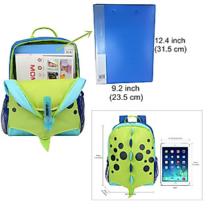 Yodo Little Kids School Bag Pre-K Toddler Backpack - Reflective Fins, Name Tag and Chest Strap, Shark