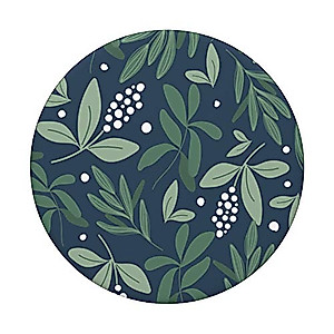 Green Botanical Foliage & White Berry Floral Bud Pattern PopSockets PopGrip: Swappable Grip for Phones & Tablets
