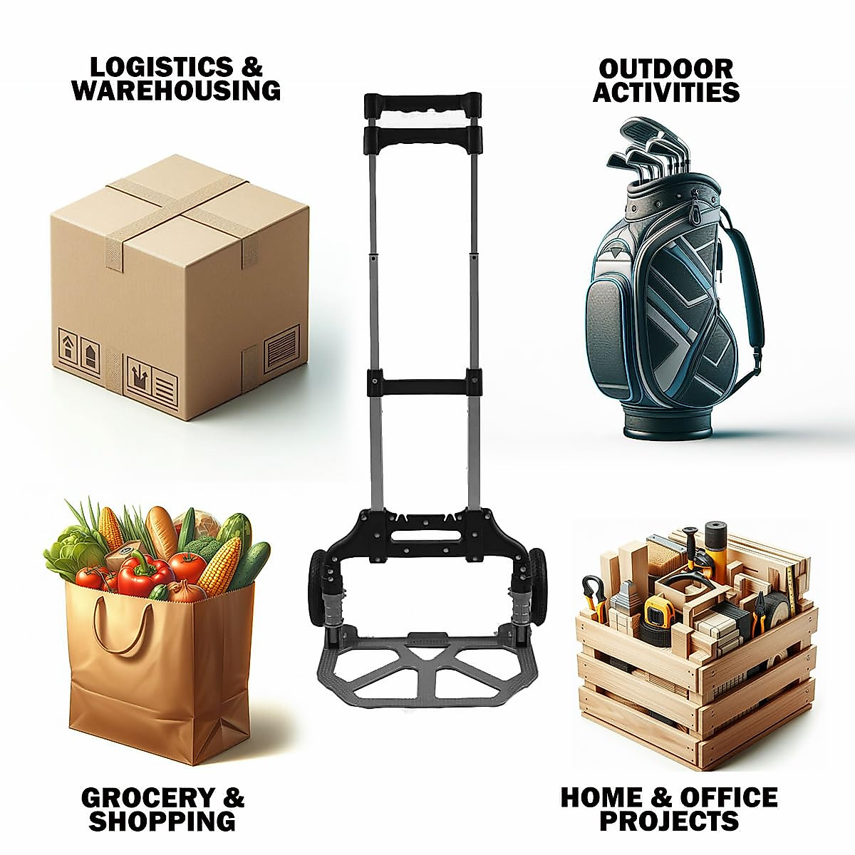 Folding Hand Truck Dolly 2-Pack | 165 LB Capacity | Aluminum Heavy Duty Foldable Hand Cart with Telescoping Handle | No Assembly Required Collapsable Dolly | Ideal for Warehouses, Luggage