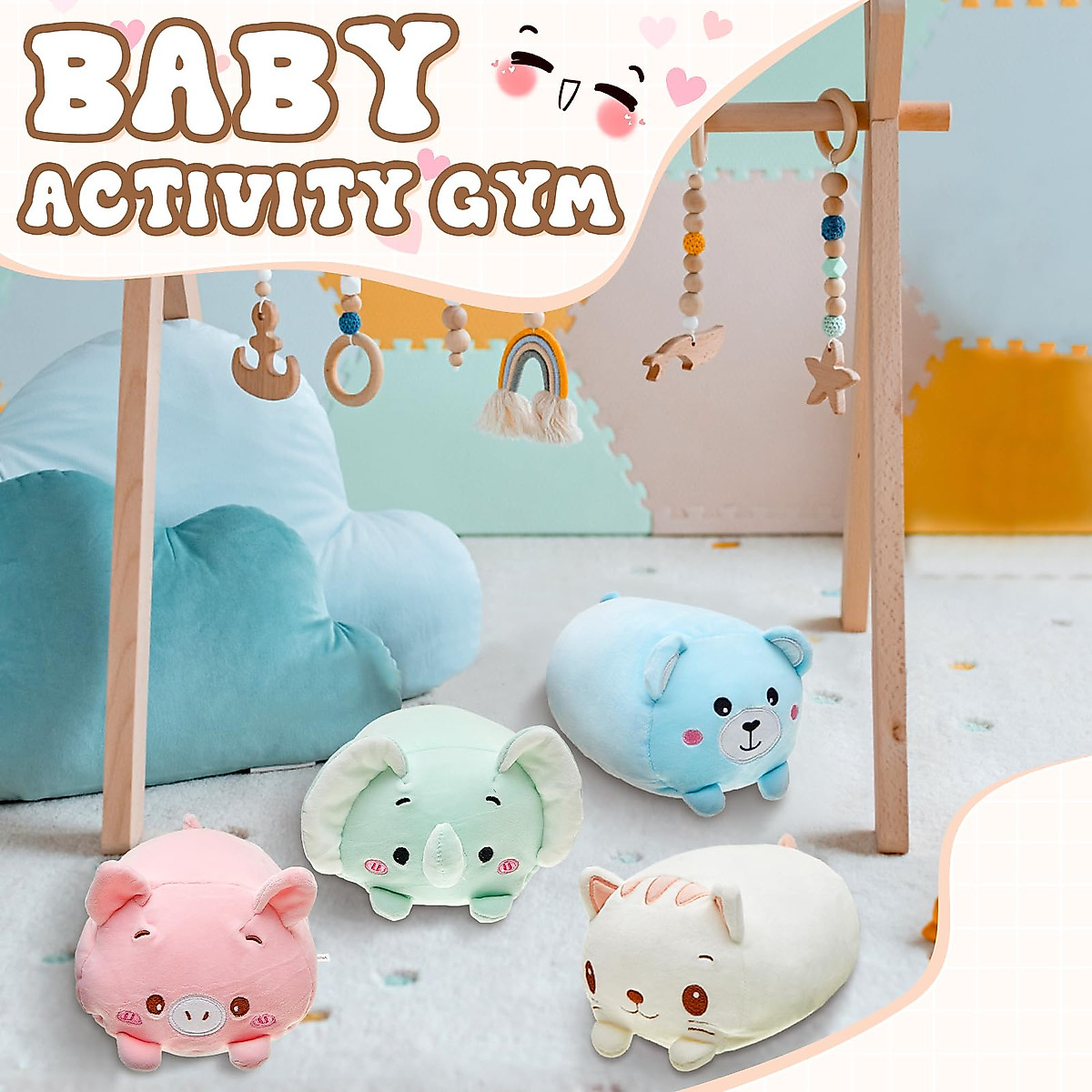 9 Pieces Christmas Plush Toys Set 8 Inch Elephant, Deer Hamster Panda Pig Dinosaur Plush Stuffed Animals Cuddly Cute Body Pillow Soft Cartoon Hugging Toy for Boys Girls Xmas Gift Bedding,sleeping